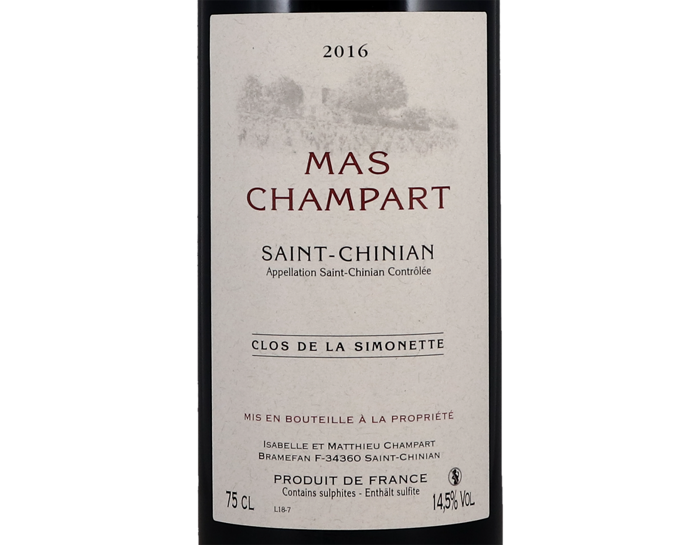 Saint-Chinian Clos de la Simonette, Mas Champart 2016
