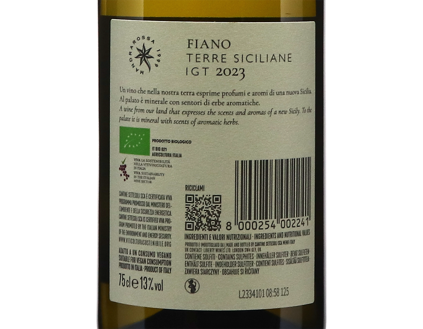 Fiano Sicilia, Mandrarossa 2023