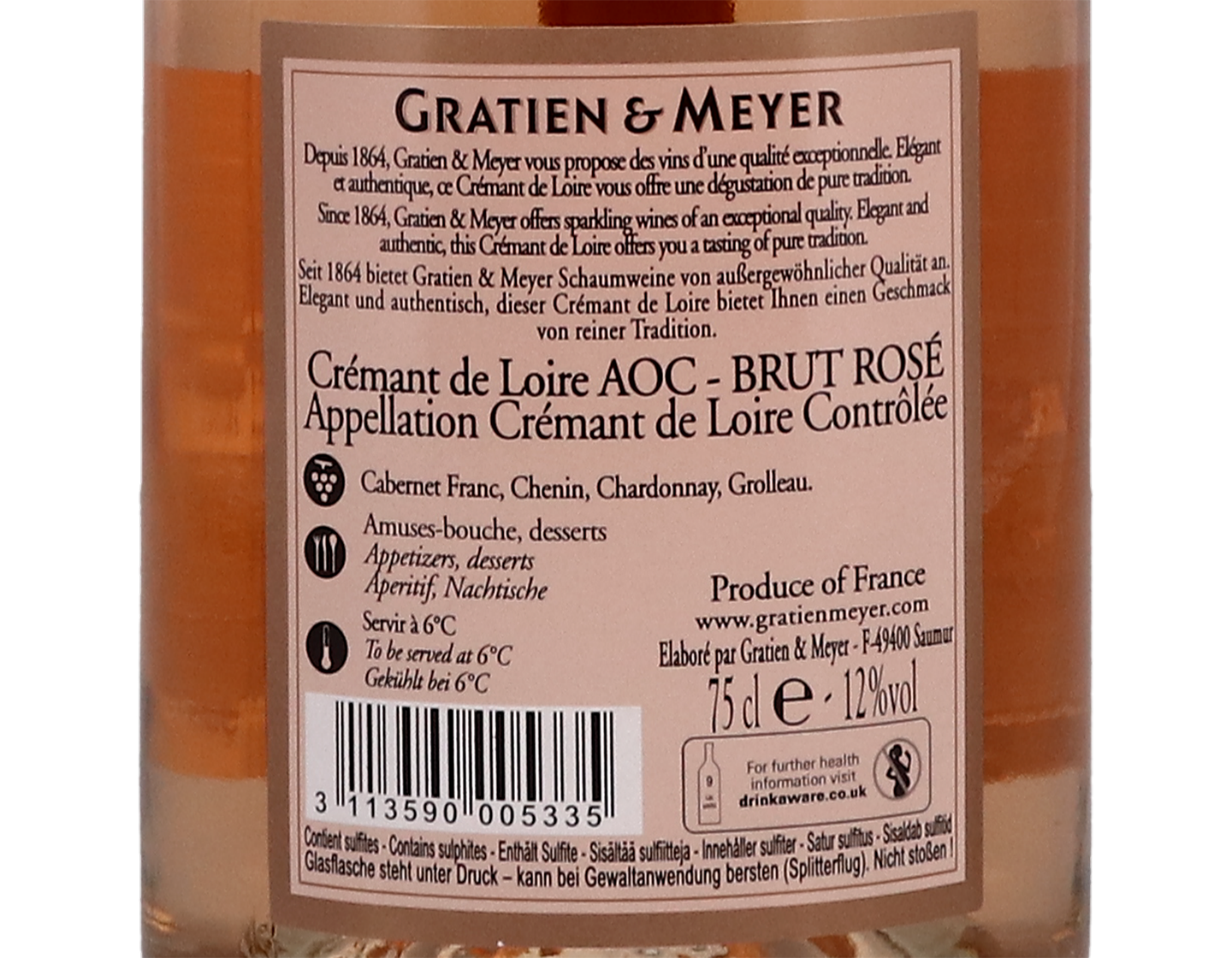 Cremant de Loire Rose Brut Gratien & Meyer - cabernet franc base