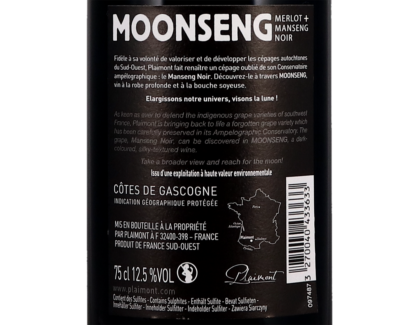 Moonseng Merlot-Manseng Noir, Côtes de Gascogne, Plaimont 2022