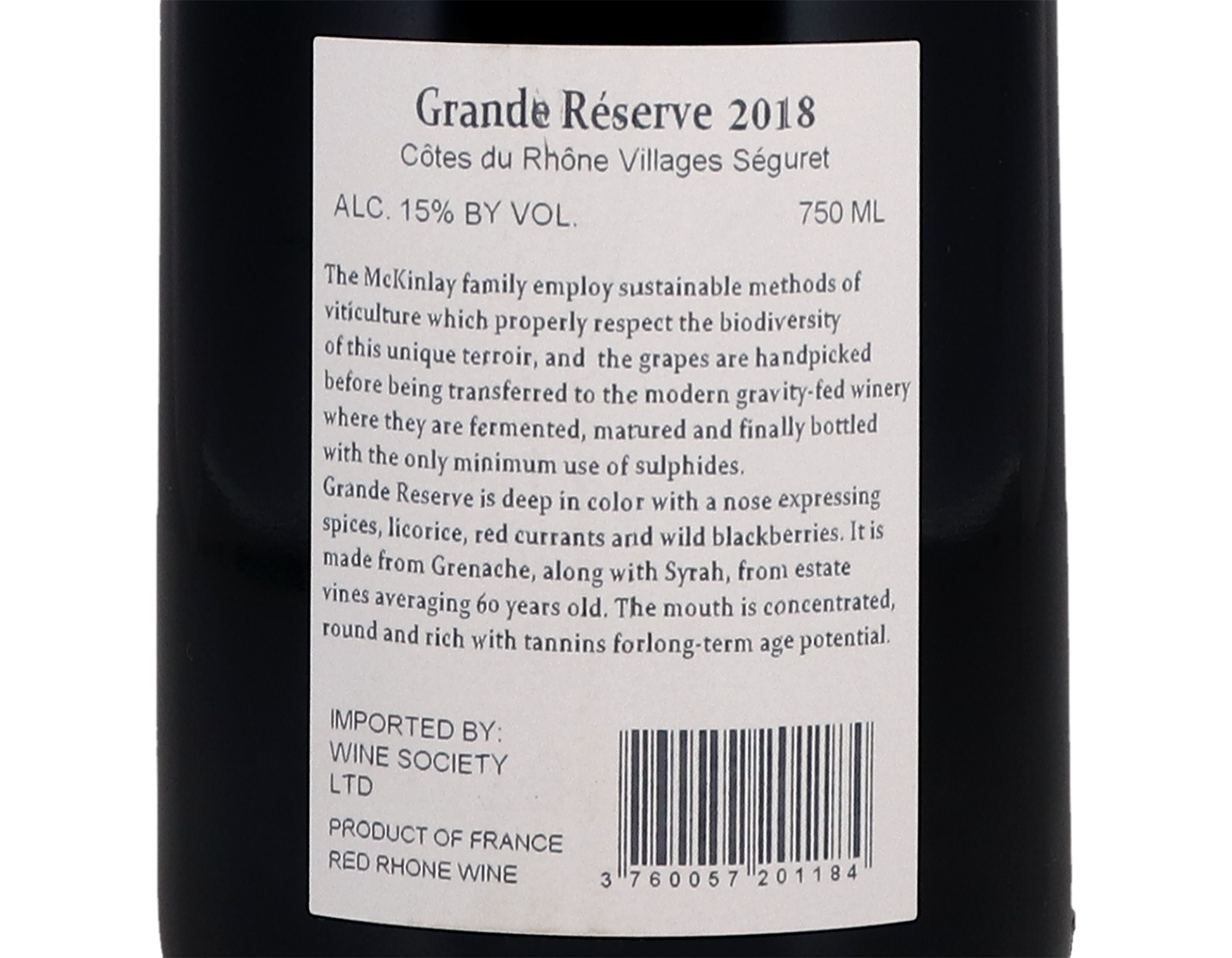 Séguret Côtes-du-Rhône Villages Grande Réserve, Domaine de Mourchon 2018