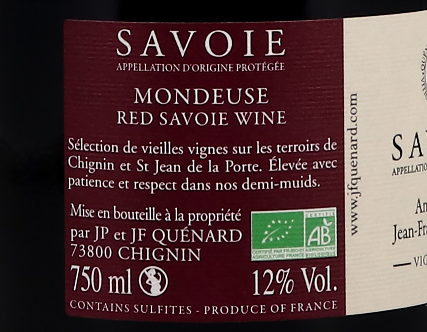 Vin de Savoie Mondeuse, Cuvée Elisa, Jean-Francois Quenard 2021