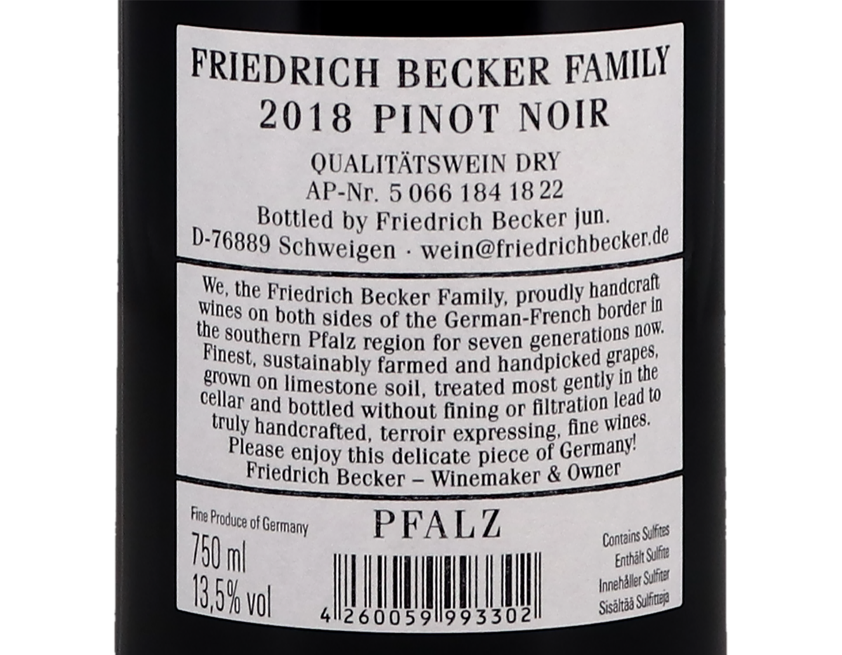 Pinot Noir, Pfalz, Weingut Becker 2018