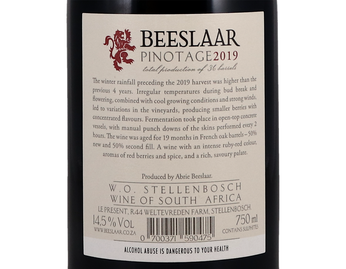Beeslaar Pinotage Stellenbosch 2019