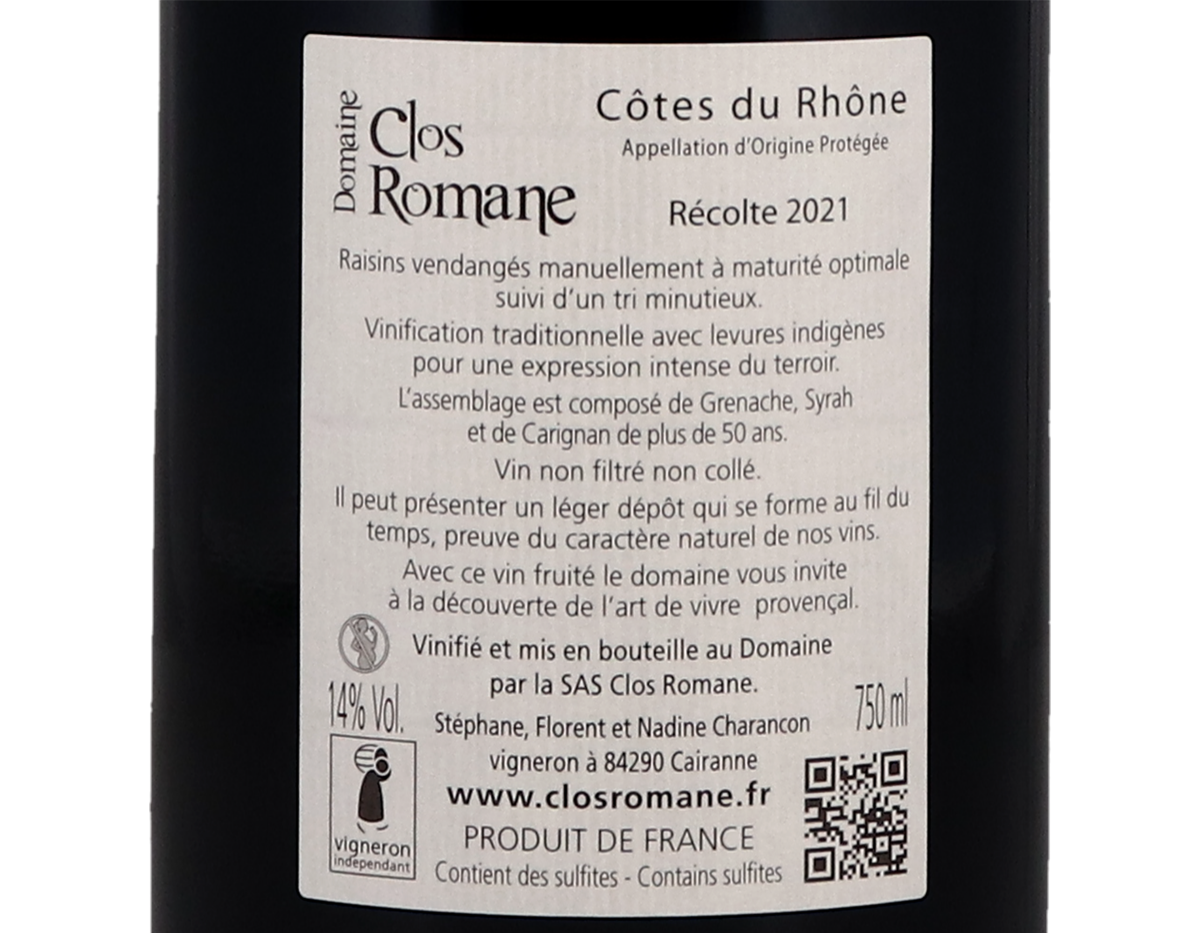 Cotes du Rhone Clos Romane 2021