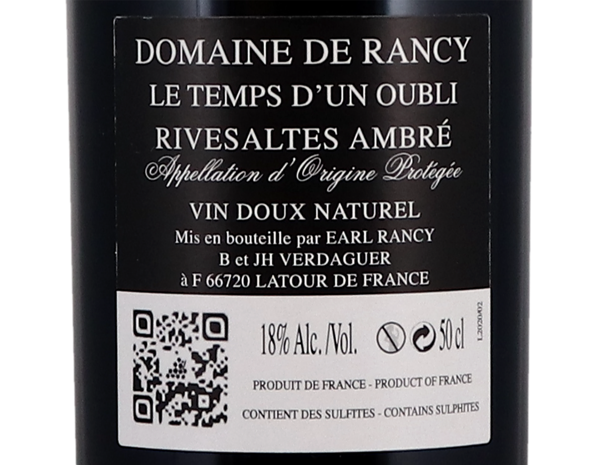 Rivesaltes Ambre, Le Temps d'un Oubli, Domaine de Rancy 50cl
