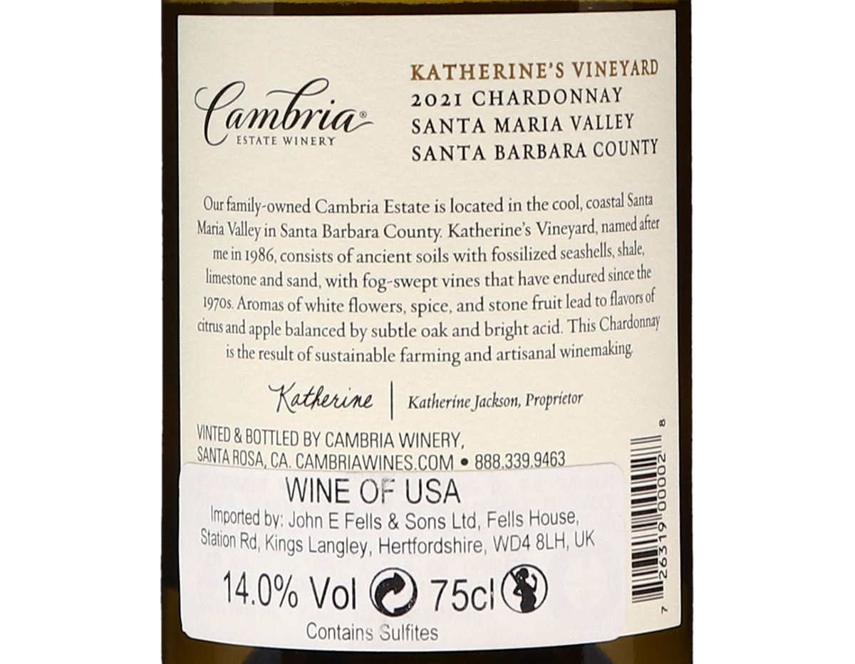 Cambria Estate Katherine's Vineyard Santa Maria Valley Chardonnay 2021