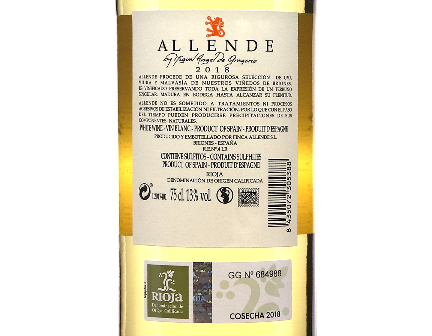 Allende Blanco, Rioja 2018