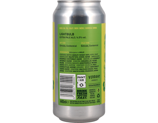 Light Bulb Extra Pale Ale, Verdant Brewing Co, Penryn (4.5%, 440 ml)