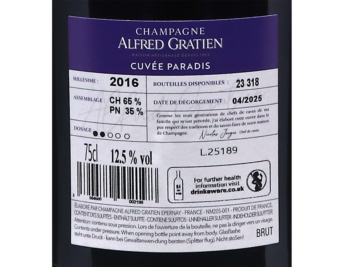 Champagne Alfred Gratien Cuvée Paradis Brut 2016