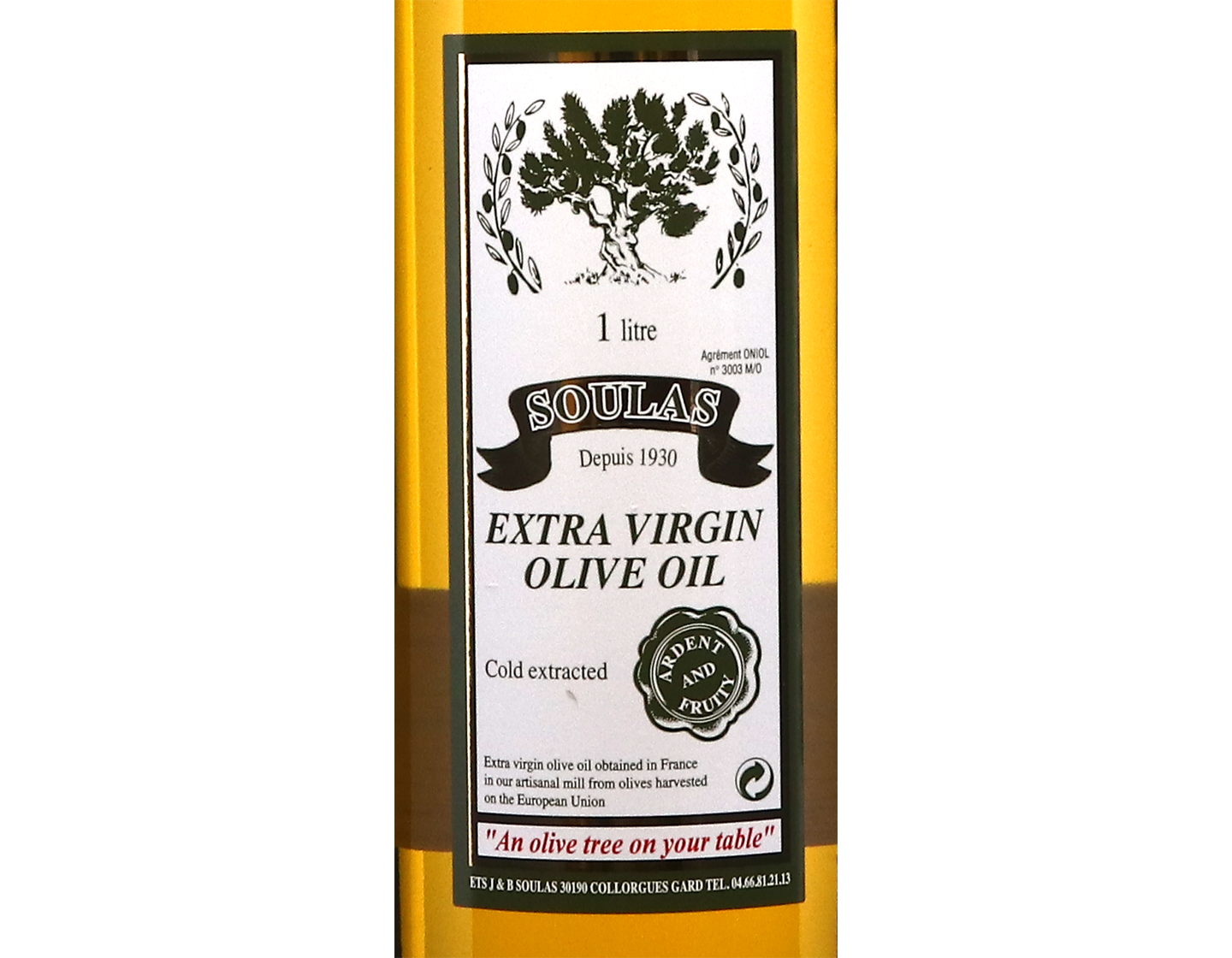 Litre of Soulas Extra Virgin Olive Oil 100cl