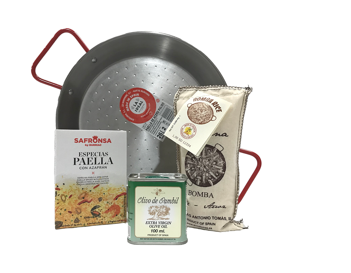 Mini Paella Kit for Two -Rice 250g Olive Oil 100ml Paella Seasoning ...