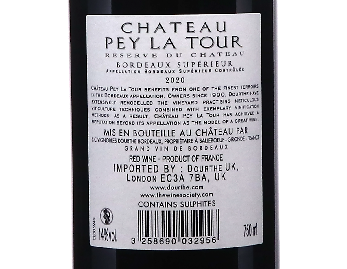 Château Pey La Tour Réserve, Bordeaux Supérieur 2020