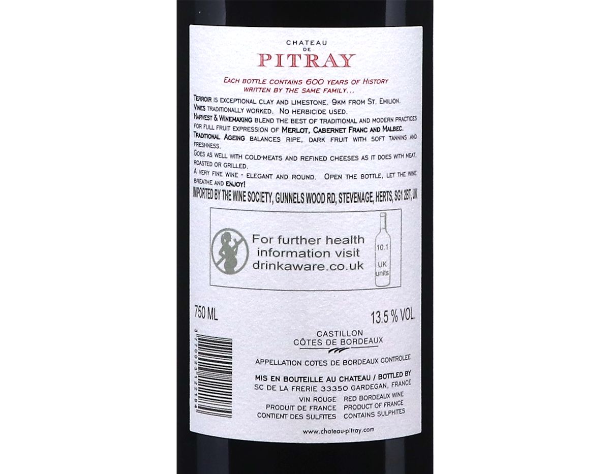 Château de Pitray, Castillon Côtes de Bordeaux 2021