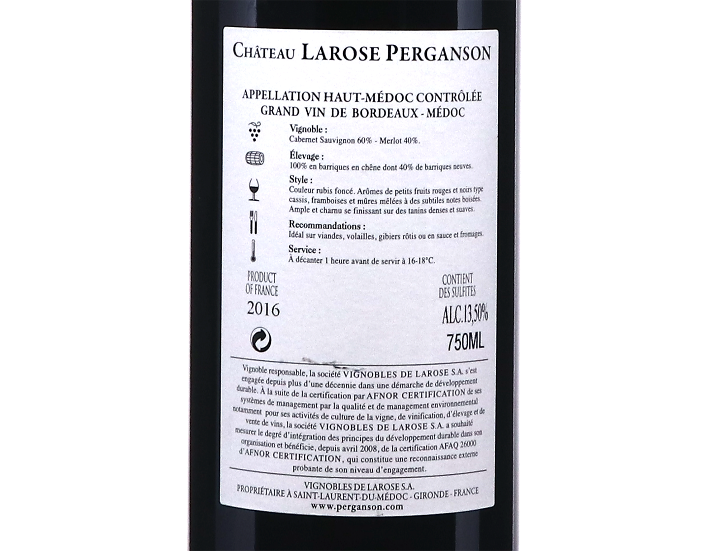 Château Larose-Perganson, Haut Médoc 2016