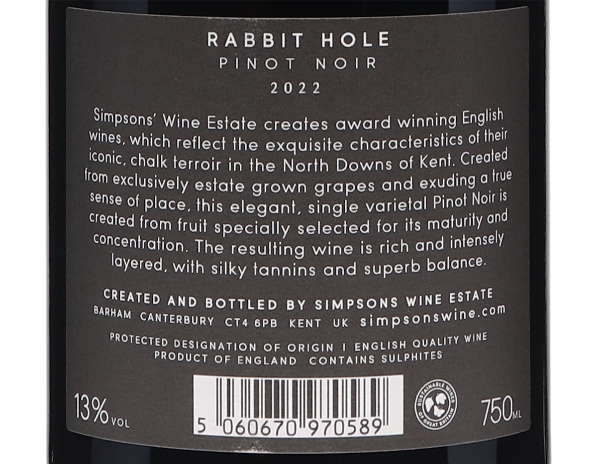 Simpsons 'Rabbit Hole' Pinot Noir, Kent 2022