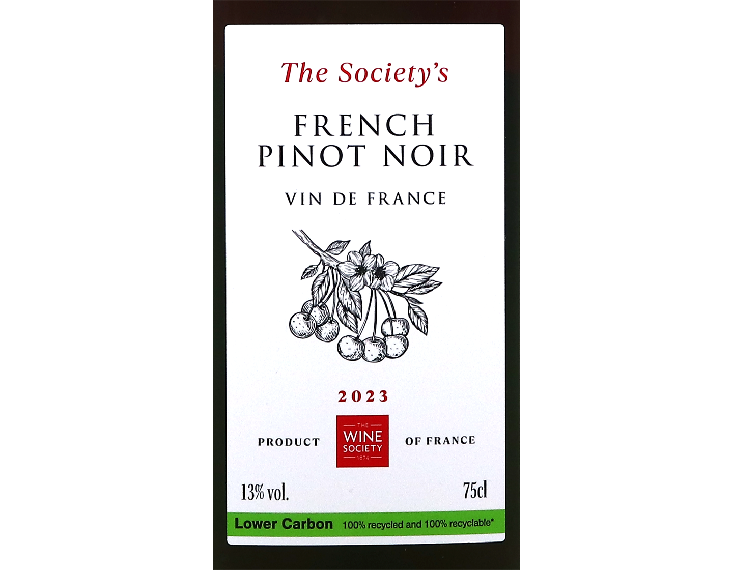 The Society's French Pinot Noir 2023 rPET bottle