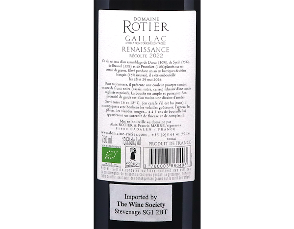 Gaillac Rouge, Renaissance, Domaine Rotier 2022