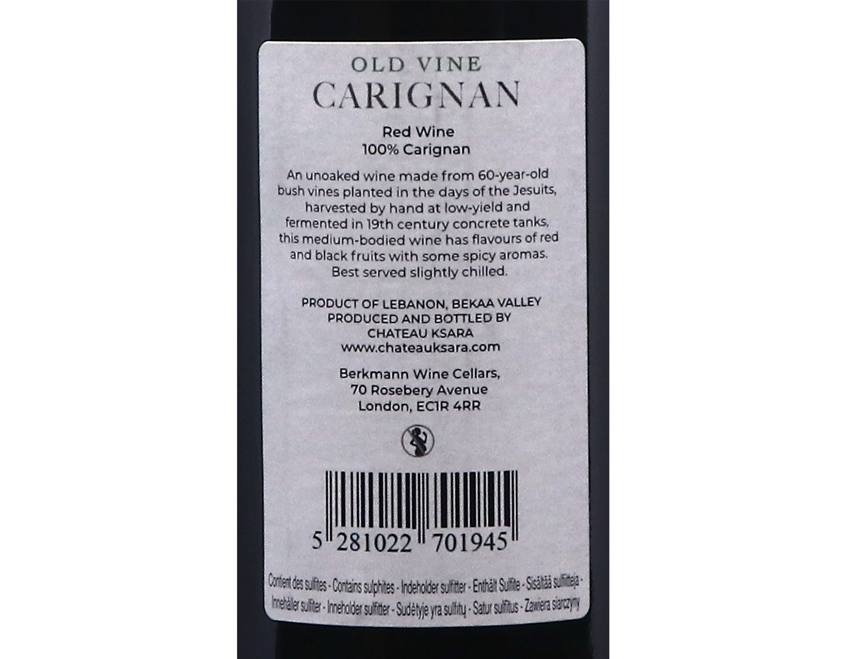 Château Ksara Old Vine Carignan, Lebanon 2021
