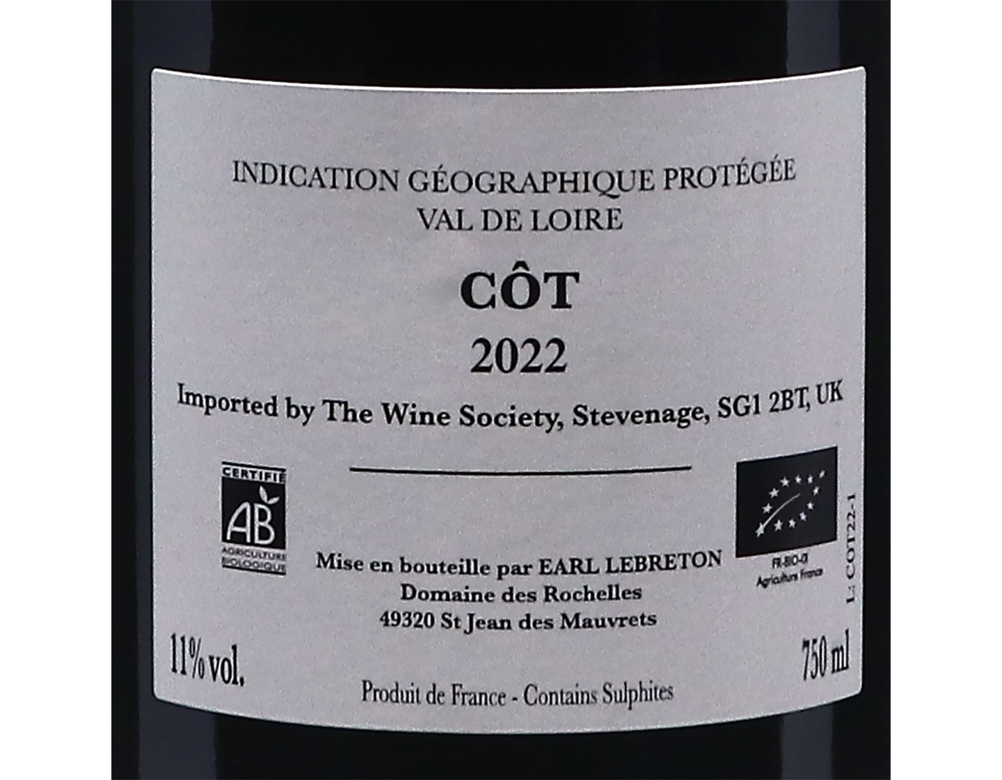 Val de Loire Malbec, Domaine des Rochelles, J. Lebreton 2022