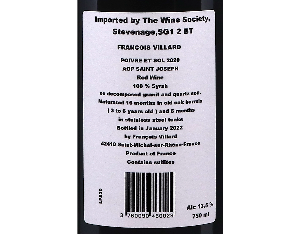 Saint-Joseph Poivre et Sol, Domaine Villard 2020