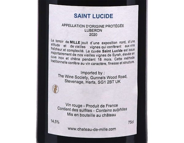Luberon Rouge, Saint Lucide, Château de Mille 2020