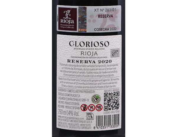 Glorioso Reserva, Rioja 2020