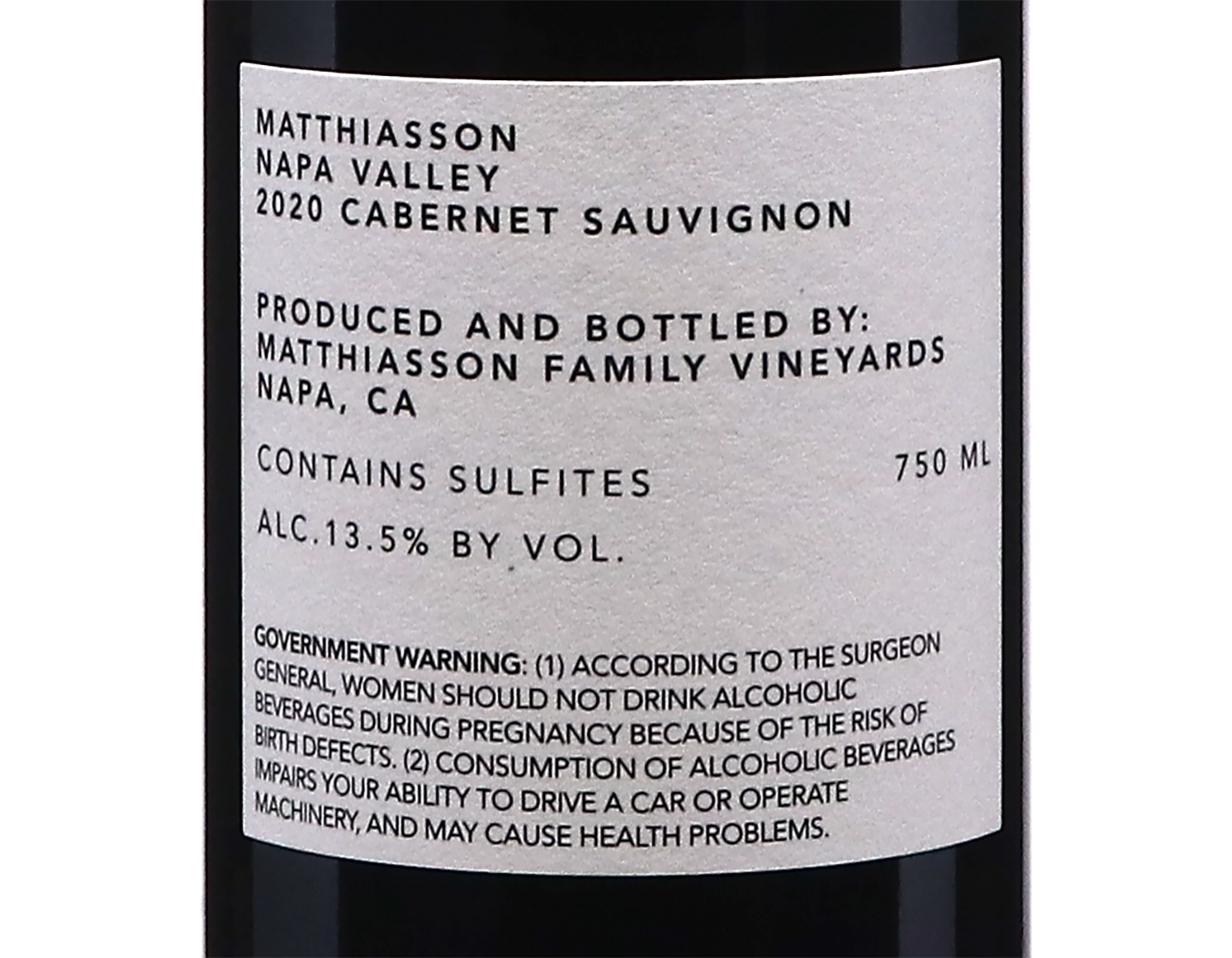 Matthiasson Napa Valley Cabernet Sauvignon 2020