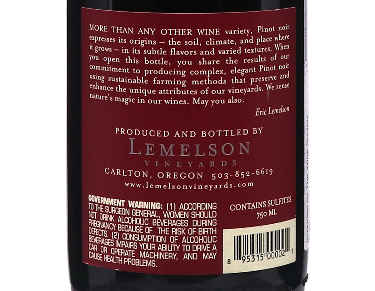 Lemelson Stermer Vineyard Pinot Noir Willamette Valley 2021
