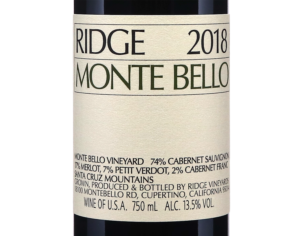 Ridge Monte Bello 2018