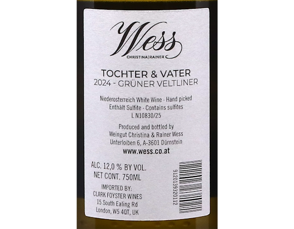 Christina & Rainer Wess 'Tochter & Vater’ Grüner Veltliner 2024