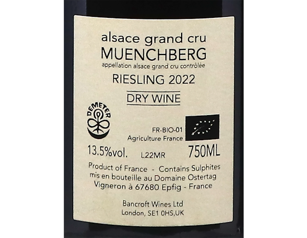 Muenchberg Riesling Grand Cru, Domaine Ostertag 2022