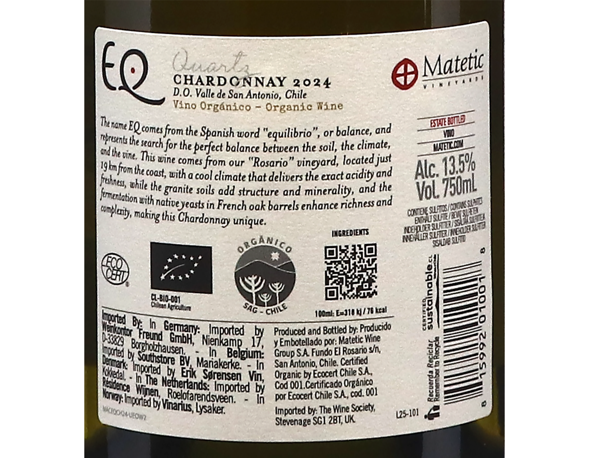 Matetic EQ Quartz Rosario D.O. San Antonio Chardonnay 2024