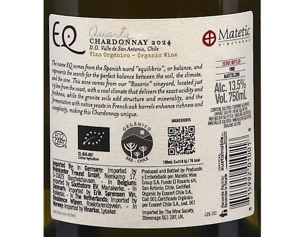 Matetic EQ Quartz Rosario D.O. San Antonio Chardonnay 2024
