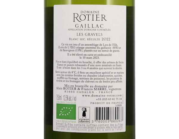 Gaillac Blanc les Gravels Domaine Rotier 2022