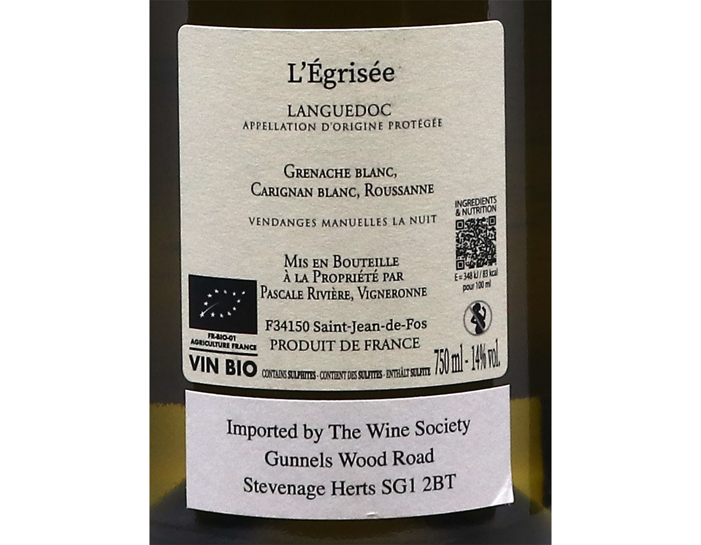 Languedoc Domaine La Jasse Castel Blanc L'Egrisée 2024
