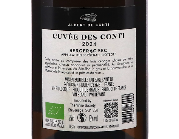 Bergerac Blanc La Cuvée des Conti, Domaine Albert de Conti 2024