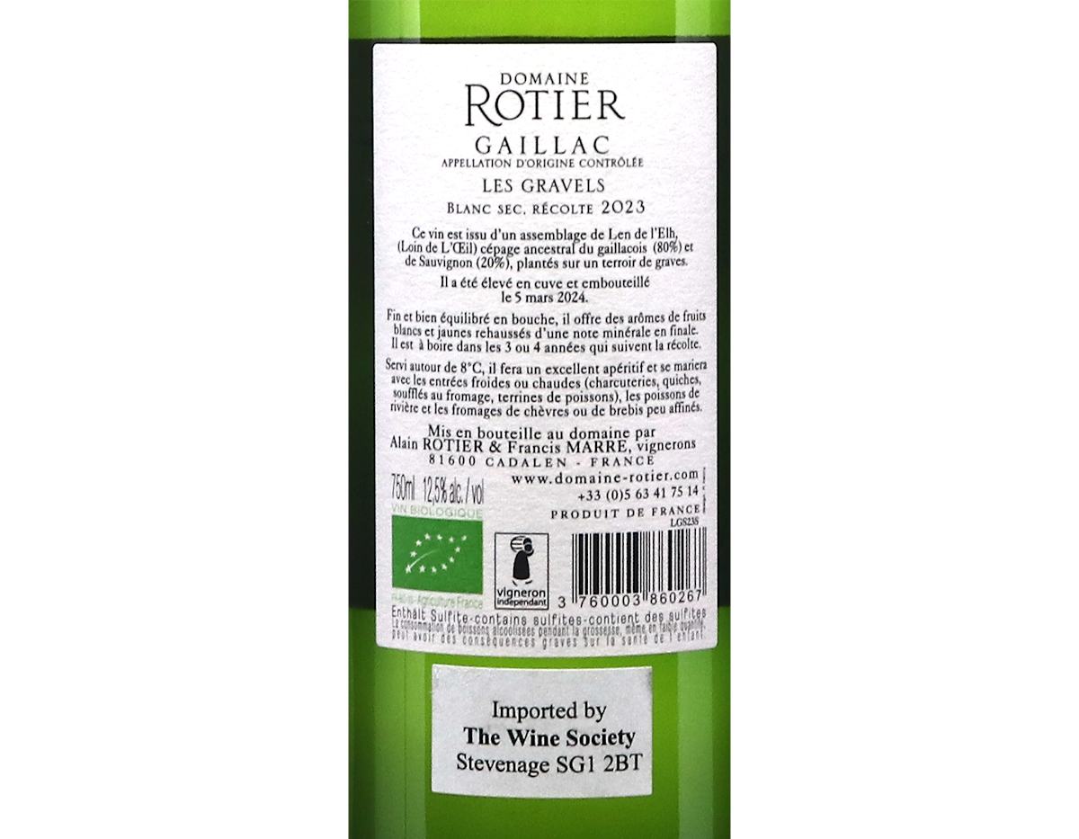 Gaillac Blanc Sec Les Gravels, Domaine Rotier 2023