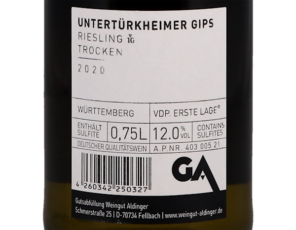 Untertürkheimer Gips Riesling, Aldinger 2020