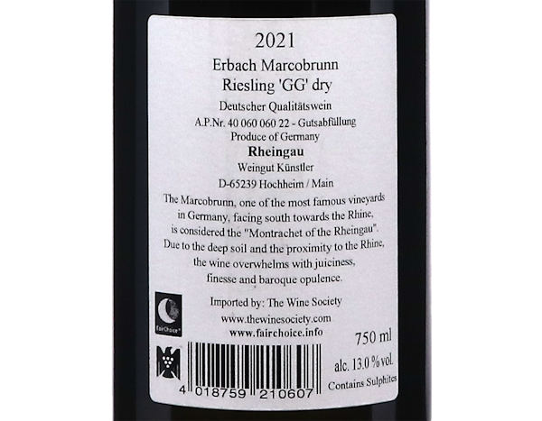 Erbacher Marcobrunn Riesling Grosses Gewächs, Künstler 2021
