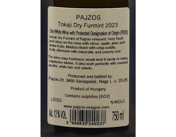 Tokaji Dry Furmint, Pajzos 2023