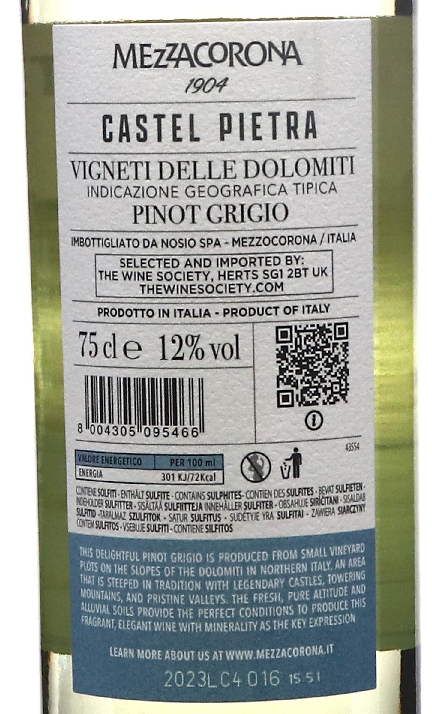 Pinot Grigio, Vigneti delle Dolomiti, Castel Pietra 2023