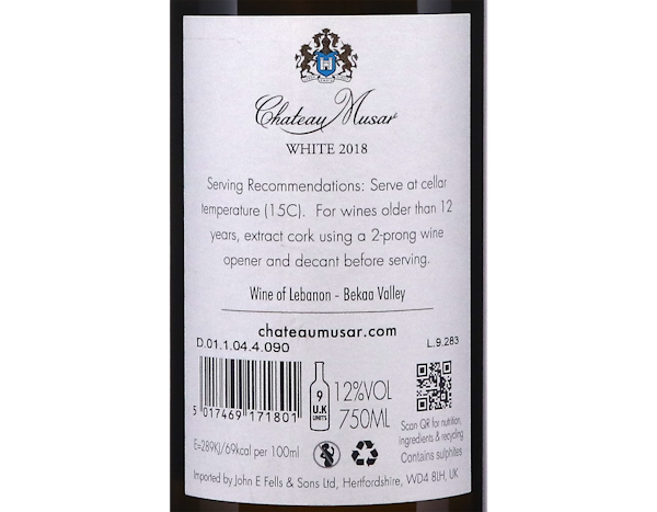 Chateau Musar White, Lebanon 2018