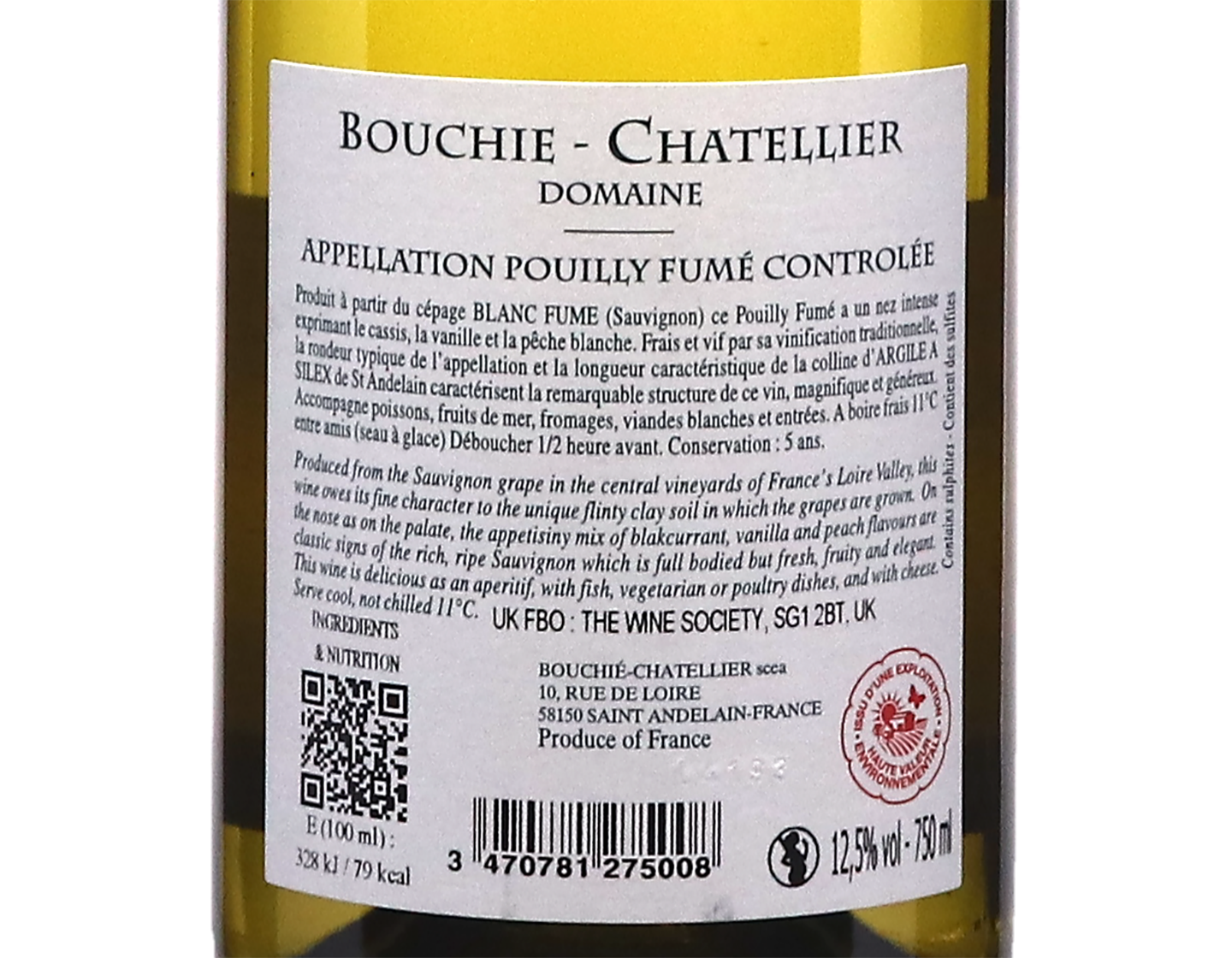 Pouilly Fumé La Chatellière Domaine Bouchié Chatellier