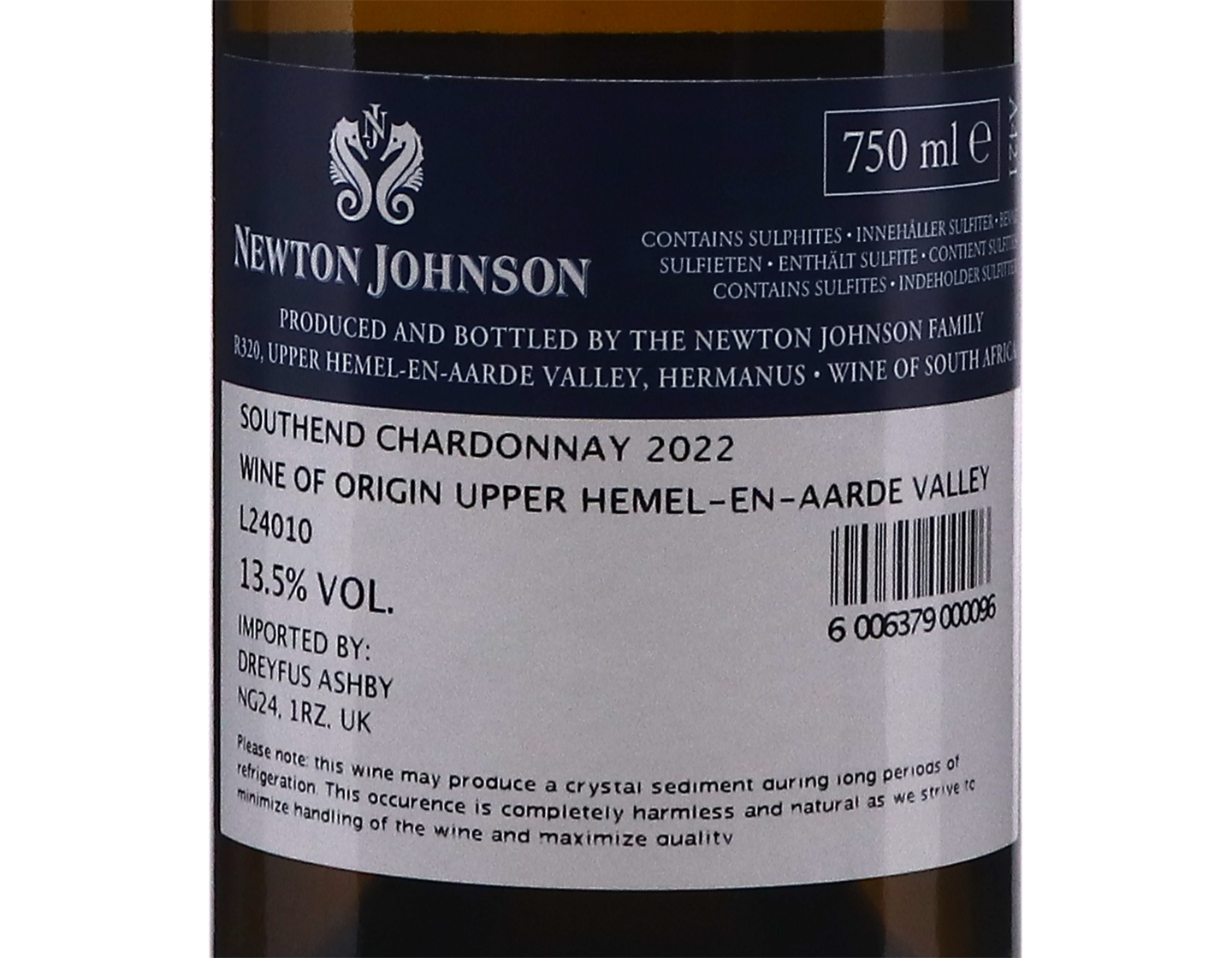 Newton Johnson 'Southend' Chardonnay, Upper Hemel-en-Aarde Valley 2022