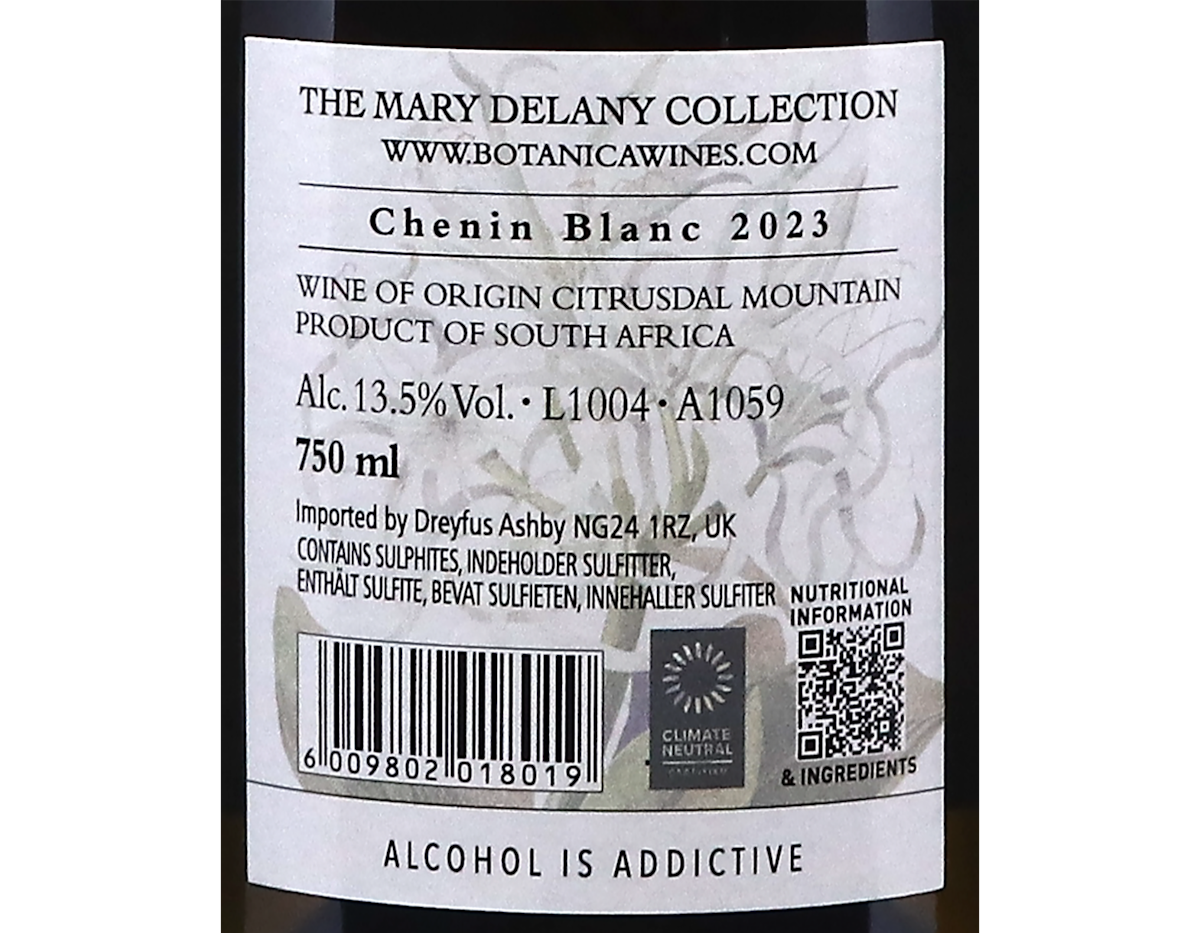 Botanica Mary Delany Collection Chenin Blanc, Citrusdal Mountain 2023