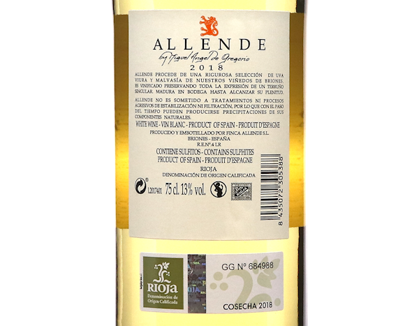 Allende Blanco, Rioja 2018